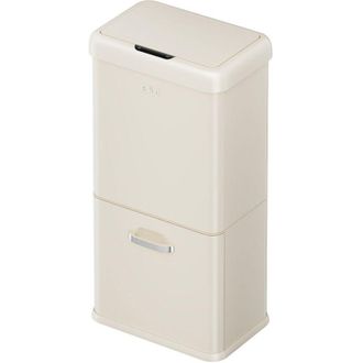 EKO Poubelle &agrave; capteur Vintage 32+18 litres - Steel Plastic - Vanille Cream