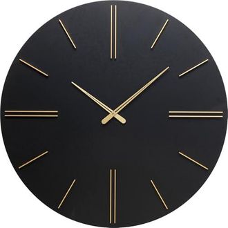 Kare Design Design Wanduhr Luca, Schwarz/Gold, 70cm Durchmesser, Quarzuhrwerk, Große Uhr, Wanddeko, Küche, Minimalistisches Design, Aluminium, Batterie Nicht inkl