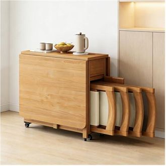 Generic Table a Manger Pliante Ensemble Table et chaises de Salle &agrave; Manger Extensibles avec tiroirs de Rangement 4 chaises Tables en Bois Style campagnard Id&eacute;