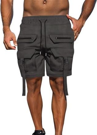 Generic Pantalon kaki pour homme, coupe d&eacute;contract&eacute;e, short de sport avec poches, short de course pour homme, pantalon cargo, pantalon cargo, taille &eacute;lastique