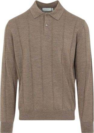 Canali Polo en M&eacute;rinos &agrave; c&ocirc;tes structur&eacute;es - Homme - Tops - Brun - Taille: M