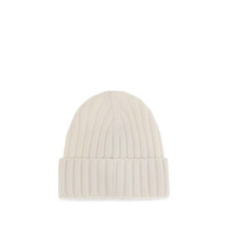 Moncler MOL20933B00036A9327030BB Merino Wool Ribbed Beanie - White