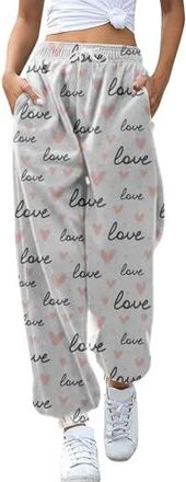 Generic Pantalon de jogging cargo taille haute pour femme | Coupe ample avec poche et cordon de serrage aux chevilles 2026, blanc, 3XL