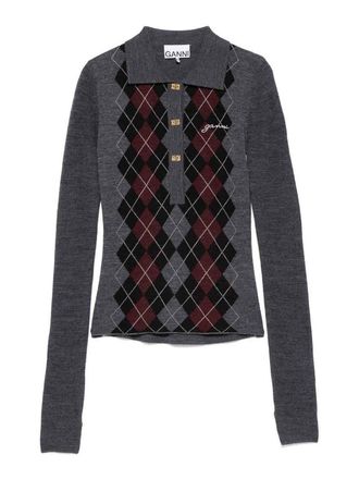 Ganni Poloshirt - Grau