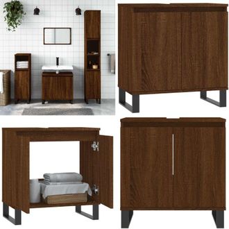 vidaXL Vidaxl - Armoire de bain ch&ecirc;ne marron 58x33x60 cm bois ding&eacute;nierie - Meuble De Salle De Bain - Armoire De Salle De Bain - Rangement Salle De Bain