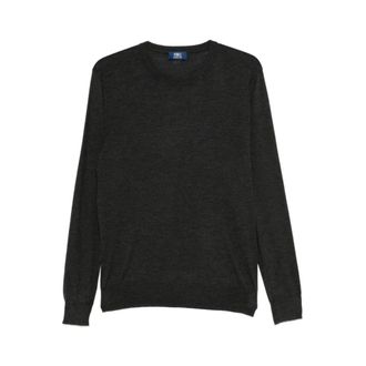 Fedeli Homme, Pulls, Gris, Taille: 4XL Pull en Cachemire et Soie Gris Foncé