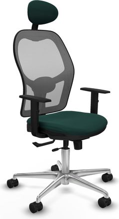 Piqueras y Crespo Gr&uuml;ner Schreibtischstuhl mit 1D-Armen, h&ouml;henverstellbarer Lendenwirbelst&uuml;tze und festem Kopfteil, ausgestattet mit Syncro/Traslack und injiziertem Sch