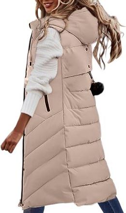 Generic Vestes 2026 pour femmes 2024 automne et hiver au-dessus du genou veste &eacute;paisse &agrave; capuche chaude &eacute;paule veste, kaki, 4XL