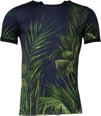 Dolce & Gabbana Homme, Tops, Vert, Taille: XS T-shirt &agrave; Manches Courtes et Col Rond avec Imprim&eacute; Arbre