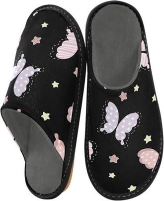 HMZXZ Pantoufles en forme de papillon et détoiles pour homme et femme, motif étoile rose, chaussons dintérieur pour la maison, la chambre à coucher, les voy