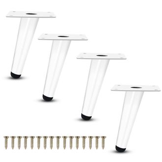 Generic Verstellbare M&ouml;belbeine Aus Metall - 4 St&uuml;ck rutschfeste Sofa Beine, Bett F&uuml;&szlig;e F&uuml;r Tisch, TV-St&auml;nder, Schr&auml;nke, Verdickte St&uuml;tzf&uuml;&szlig;e Mit Gummipads(Wei&szlig;
