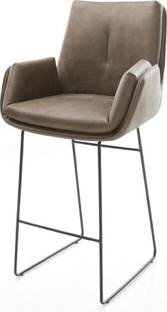 DELIFE Barstuhl Clea-Flex Mikrofaser Taupe Vintage Kufengestell Metall Schwarz, Barst&uuml;hle