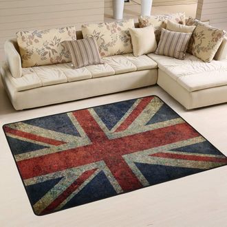 Mnsruu Teppich mit britischer Flagge im Vintage-Stil, f&uuml;r Wohnzimmer, Schlafzimmer, 91 x 61 cm