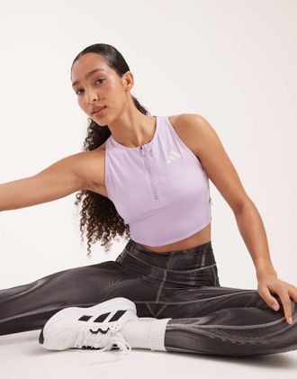 adidas adidas Performance - Adizero Gel - Crop top de course avec poche - Prune poudr&eacute;-Violet