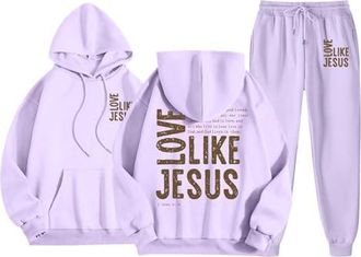 Generic Jesus Loves You Pull &agrave; Manches Longues pour Femme, imprim&eacute; Lettres, Cordon de Serrage, Sweat &agrave; Capuche surdimensionn&eacute;, Sweat-Shirt surdimensionn&eacute; pour