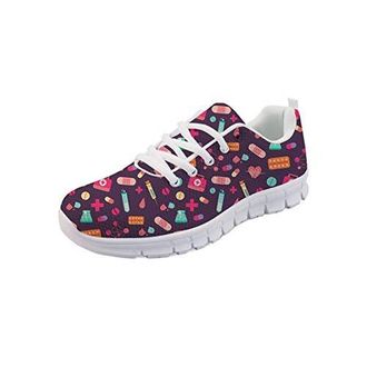 Showudesigns Femme Baskets Mode Classics Lacet Sneakers Basses Fitness Sport Chaussures de Gymnastique Seringue Pilule Coeur Modèle Infirmier Baskets Mixte Adulte