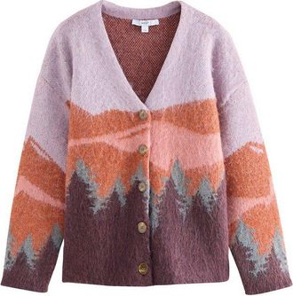 Next Strickjacke Angeraute Strickjacke mit V-Ausschnitt (1-tlg)