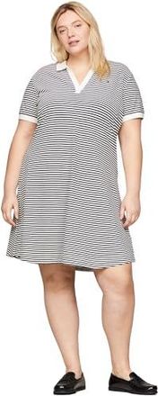 Tommy Hilfiger Robe Polo Femme Rayée, Multicolore (Breton Ecru/Desert Sky), XS