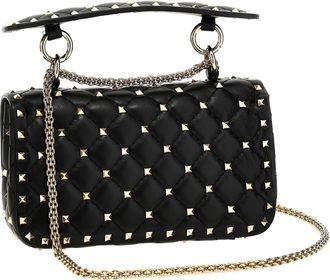 Valentino Garavani Lambskin Leather Shoulder Bag - Black