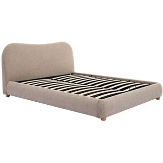 Vente-Unique Lit coffre 140 x 190 cm - Tissu - Taupe - VANARI