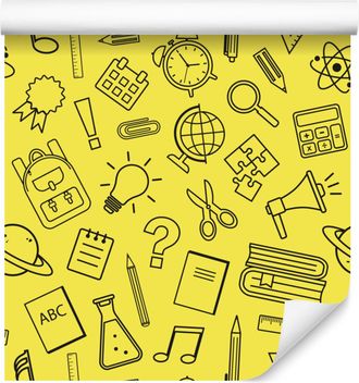 OEM Carta Da Parati Materiale Scolastico Giallo, Sfondo Giallo Per Soggiorno E Camera Da Letto 50x1000 Cm