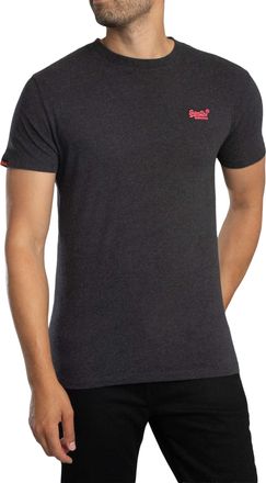 Superdry Essential Logo EMB Tee M1011245A Raven Black Marl/Pink 3XL