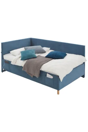 Stylife Polsterliege, Blau, Textil, Eukalyptusholz, 90x200 cm, Reach, gepolstertes Kopfteil, in verschiedenen Gr&ouml;&szlig;en erh&auml;ltlich, Wohnzimmer, Sessel, Relaxlieg