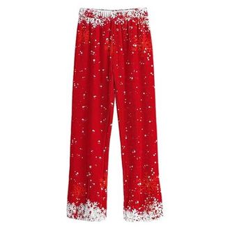 Generic Pantalon de pyjama de Noël pour femme - Long - En flanelle - Couleur unie - Pantalon de loisirs - Jambe droite - Pantalon dhiver épais - Pantalon de s