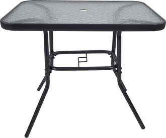 VCM Gartentisch aus Glas und Metall | Esstisch | Ma&szlig;e ca. H. 70 x B. 80 x T. 55 cm | Anthrazit | Balkontisch Gartenm&ouml;bel 80x55 Klarglas