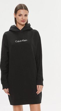 Calvin Klein Strickkleid Hero Logo Hoodie Dress K20K206897 Schwarz Regular Fit