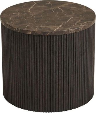 M&S Collection Ida Couchtisch Eckentisch &Oslash;45cm Marmor Dekor braun