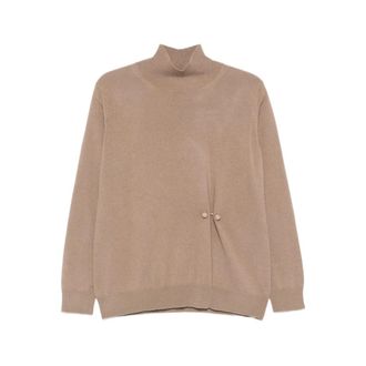 Fabiana Filippi Beiger Pullover mit hohem Kragen und Knopfdetail - - Knitwear - Damen - Beige - M
