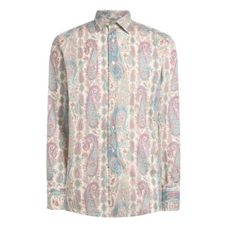 Etro Homme, Chemises, Multicolore, Taille: XL Chemise en mousseline de coton avec motif de feuillage cachemire