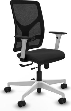 Piqueras y Crespo Schwarzer PC-Stuhl mit wei&szlig;en und schwarzen Armlehnen, h&ouml;henverstellbare Lendenwirbelst&uuml;tze, ausgestattet mit Syncro/Traslack und Schneideschaum. Schw