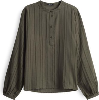 OPUS Damen Langarmbluse | Tunikabluse FUEGA Loose mit zarter Lochstickerei Olive Leaf, 34