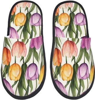 Generic Chaussons Femme Homme Imprimé Floral Coloré Chaussons DIntérieur Confort Doublées En Peluche Chaude Pantoufles, Pour Femmes, Intérieur Extérieur, Fête