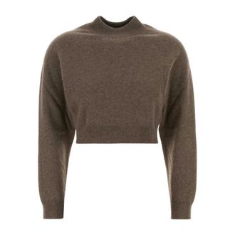 Jil Sander Femme, Pulls, Brun, Taille: 42 FR Pull Court en Laine M&eacute;lang&eacute;e