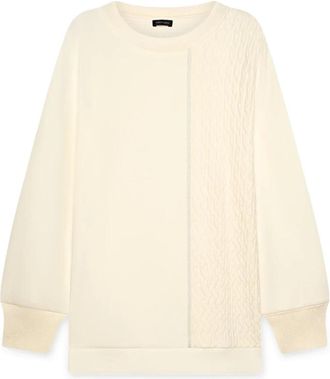 Fiorella Rubino Femme, Sweatshirts et sweats &agrave; capuche, Blanc, Taille: 40 FR SweaT-shirt Double &Eacute;paisseur avec Motif de Maille Torsad&eacute;e