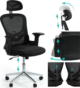 Sesto Senso Bürostuhl Ergonomisch Schreibtischstuhl mit beweglicher Lendenwirbelstütze und Verstellbarer Kopfstütze