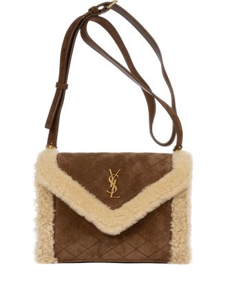 Saint Laurent mini sac &agrave; bandouli&egrave;re matelass&eacute; en daim - Marron