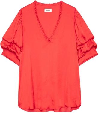 Zadig&Voltaire Femme, Blouses et Chemises, Rouge, Taille: 42 FR Taste Satin Top