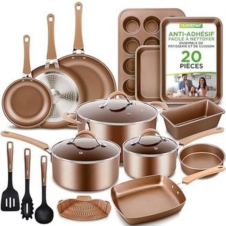 Nutrichef Ensemble de Batterie de Cuisine et de P&acirc;tisserie, Ustensiles de Cuisine et Po&ecirc;les Antiadh&eacute;sifs, Adapt&eacute; pour les Cuisini&egrave;res &agrave; Gaz, &Eacute;lectriques, Induct
