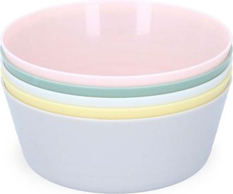 Alpina Set of 6 Plastic Cereal Bowls Coloured Stackable Breakfast Oatmeal Muesli Colour Bowls Dessert Soup Salad Appetizer Lightweight Reusable Ideal for Kid