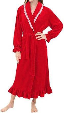 Generic Robe de chambre pour femme sans capuche - Vêtements dintérieur à manches longues pour femmes - Vêtement de nuit long et moelleux en flanelle polaire a