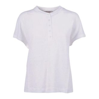 KANGRA Femme, Tops, Blanc, Taille: 40 FR Serafino en jersey de lin avec boutons