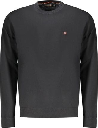 Napapijri Homme, Pulls, Noir, Taille: L Pull Ras du Cou avec Logo Drapeau