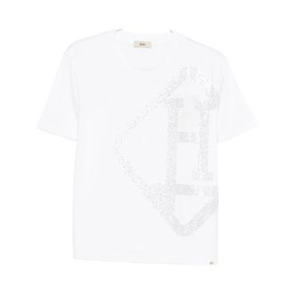 Herno T-Shirt mit Glitzerlogo - - Tops - Damen - Wei&szlig; - M