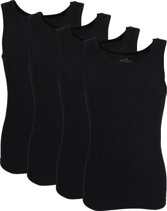 Tom Tailor 4er Pack Herren Tank Top Unterhemd aus natürlicher Baumwolle XXL, Schwarz-dunkel-uni