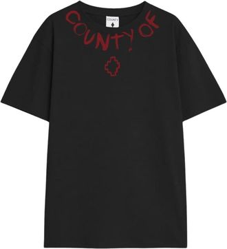 Marcelo Burlon Homme, Tops, Bleu, Taille: XS T-Shirt en jersey