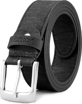 Corkor Ceinture en Liège pour Homme - Cuir Végétalien, Réglable, Noir - Liège Naturel, Respectueux de lEnvironnement - 35 mm de Large, XX-Large